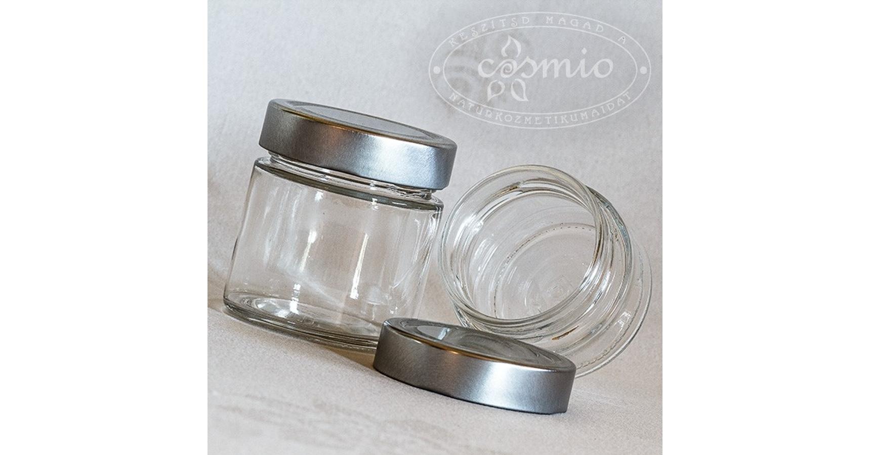 Üvegtégely ezüstszínű fémtetővel - Cosmio Natúrkozmetikai Szakáruház